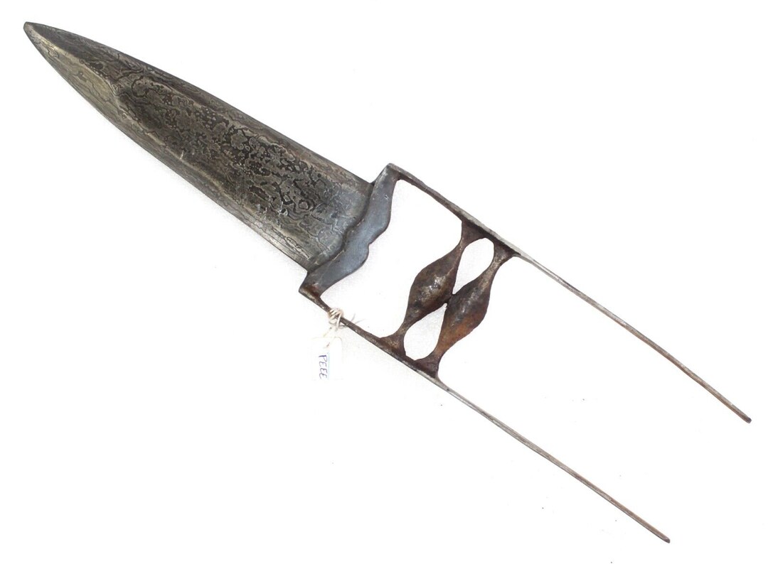Antique Old Katar Tiger Knife Khanjar Dagger New Damascus Steel Blade ...