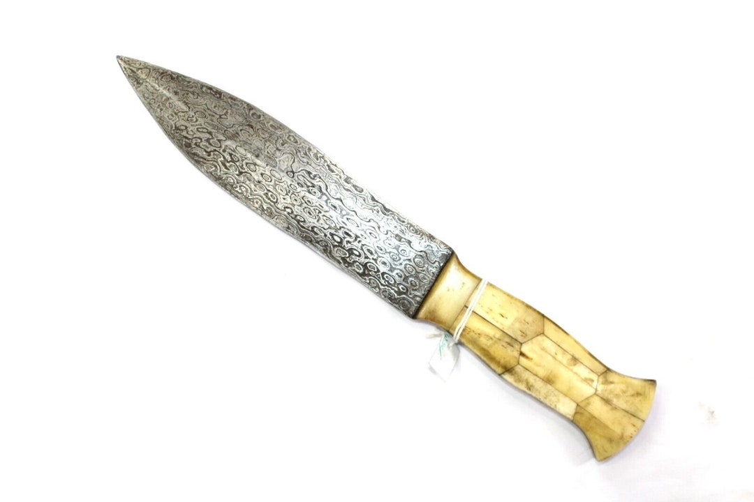 Dagger Knife Damascus Sakela Steel Blade Natural Bone Chip Handle G134 ...