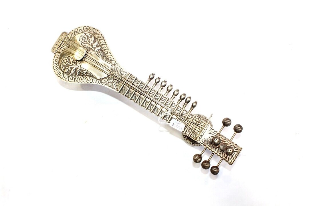 Vintage Sitar Trinket Box Traditional Solid Silver India Musical ...