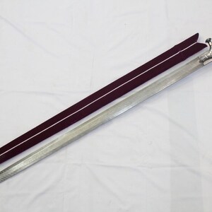 Straight Sword Religious Sikh Damascus Steel Blade Silver Wire Work ...