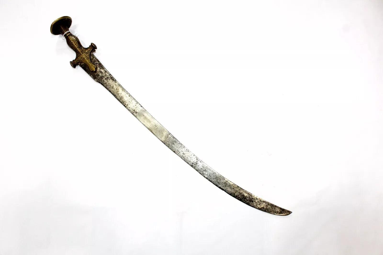 Antique Sword Hand Forged Old Steel Blade Original Engraved Brass ...