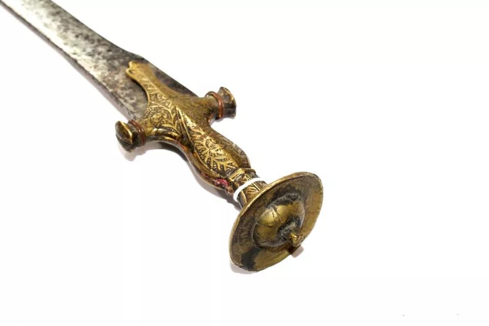 Antique Sword Hand Forged Old Steel Blade Original Engraved Brass ...