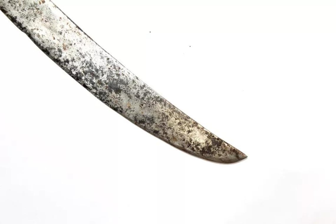 Antique Sword Hand Forged Old Steel Blade Original Engraved Brass ...