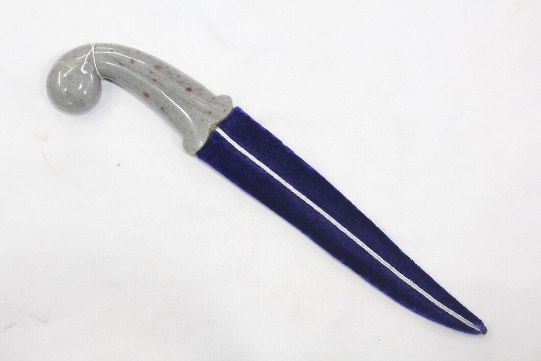 Dagger Knife Grey Jade Stone Handle Silver Work Damascus Steel - Etsy