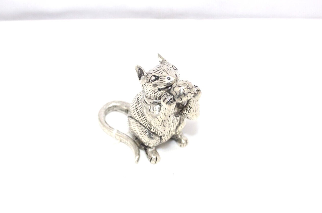India God Ganesha Mouse Rat Figurine Hindu Statue 925% Sterling Silver ...