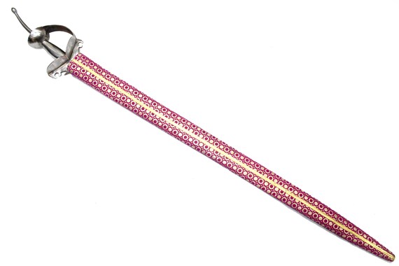 Khanda Sword PH Khanda Sword Handle Chiseled Steel Blade Blue Golden