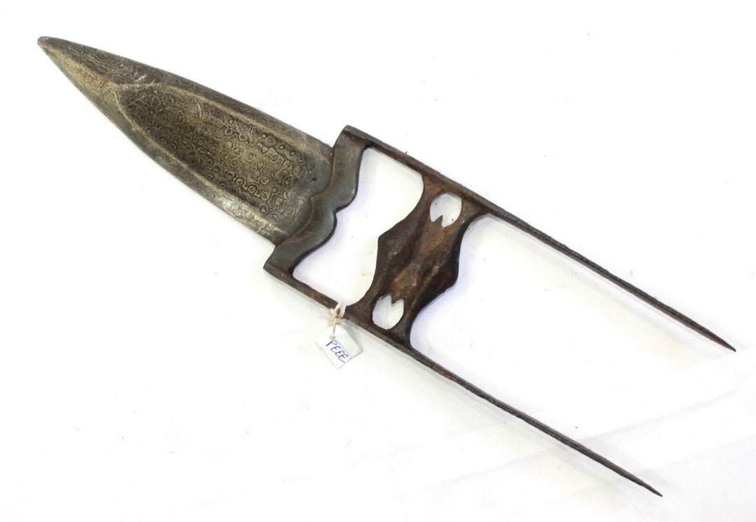 Antique Old Katar Tiger Knife Khanjar Dagger New Damascus Steel Blade ...