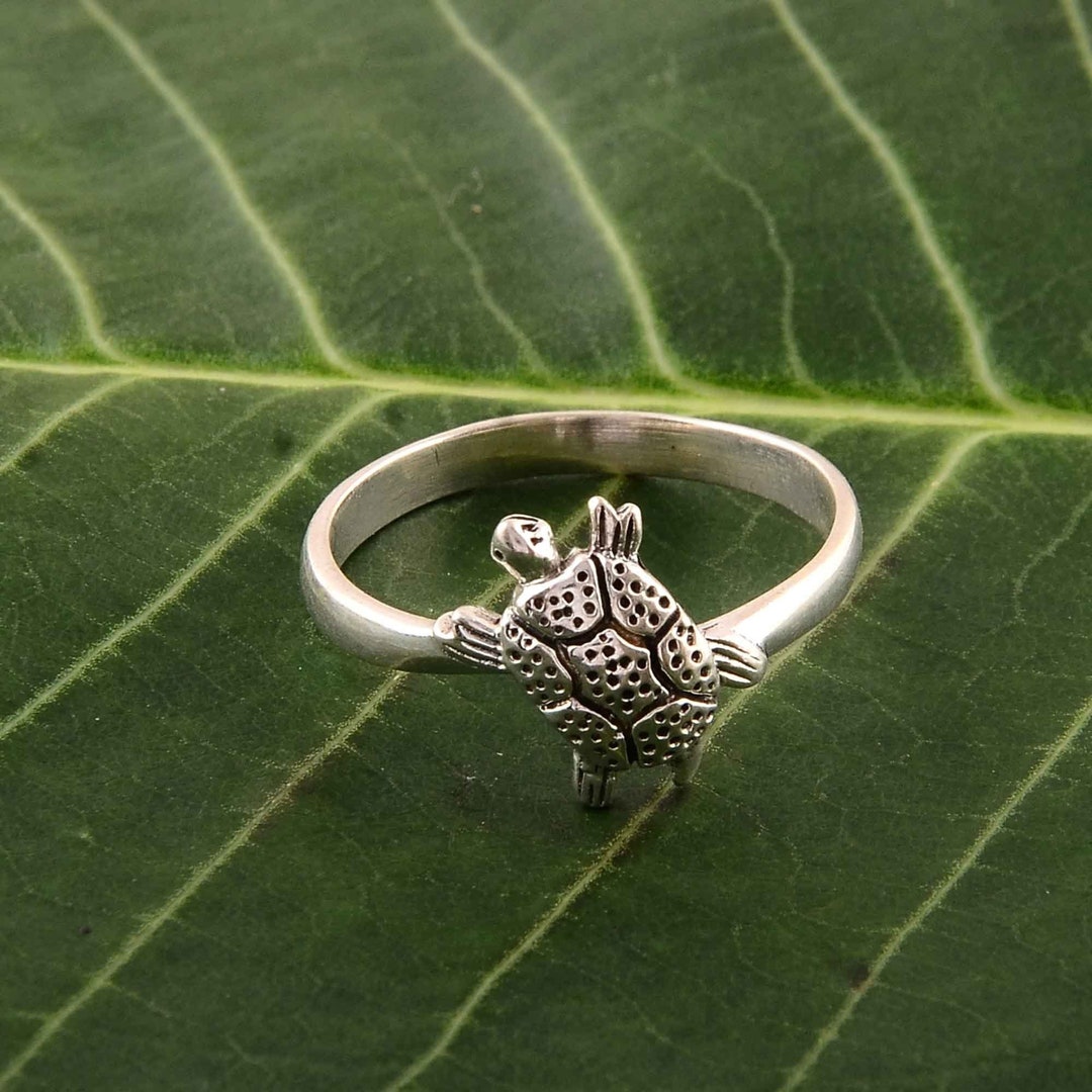 925 Sterling Silver Ring Simple Band Ring Cute Turtle Designer Ring ...