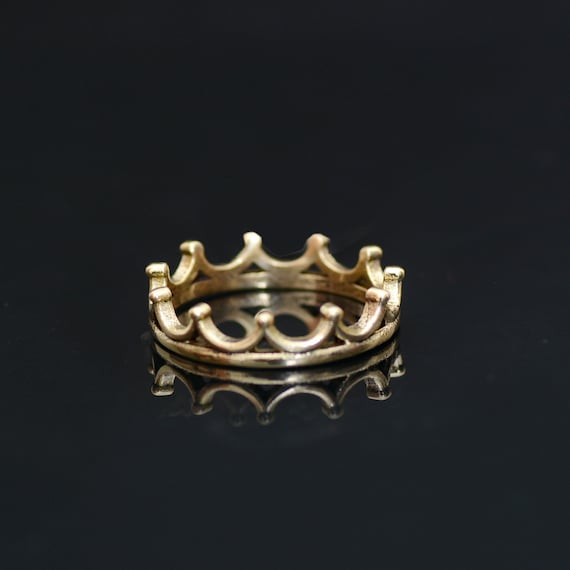 Gold Ring Crown Statement Ring Brass Ring Gold Crown Band - Etsy