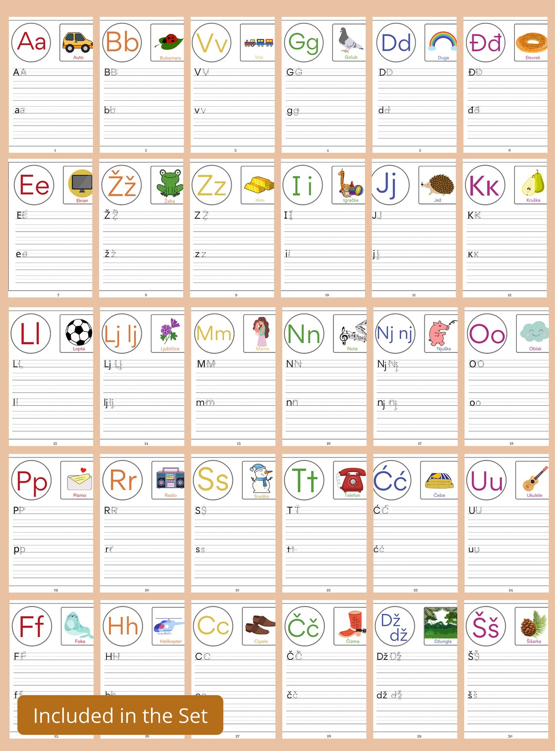 Printable Serbian Alphabet Worksheets for Kids With Pictures, Example ...