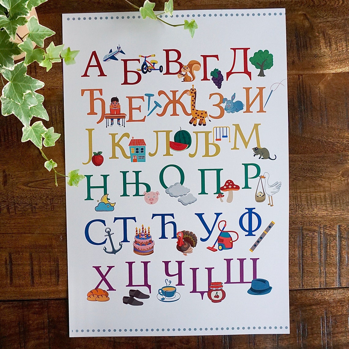 Serbian Alphabet Poster Cyrillic Educational Serbian Wall | Etsy