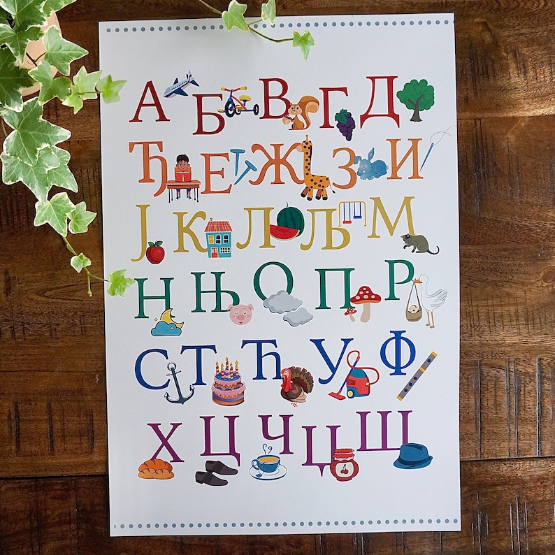 Serbian Alphabet Poster, Cyrillic, Educational, Serbian Wall Art ...