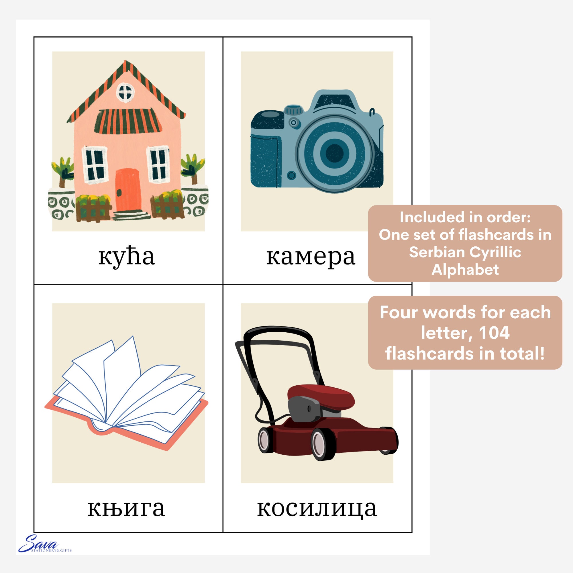 120 Flashcards in Serbian Cyrillic Alphabet, Printable for Kids - Etsy