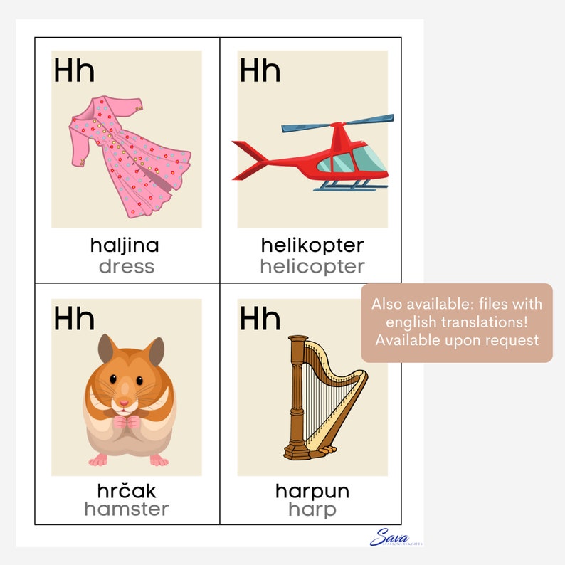 120 Flashcards in Serbian Latin Alphabet, Printable for Kids - Etsy