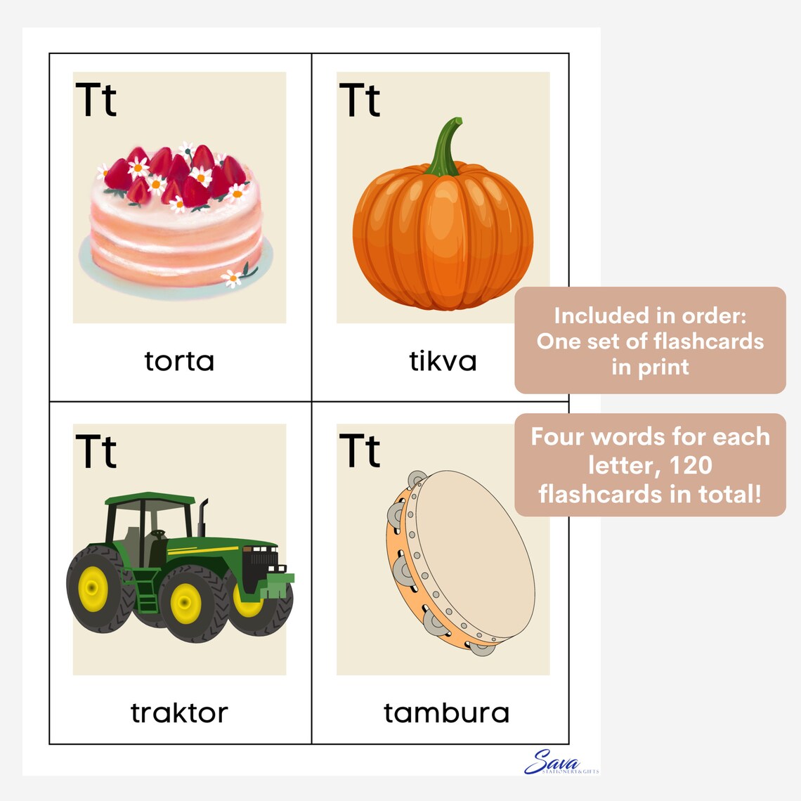 120 Flashcards in Serbian Latin Alphabet, Printable for Kids - Etsy