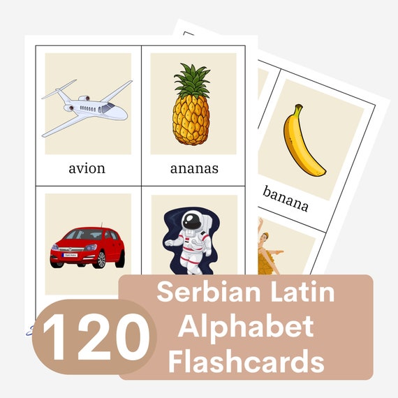 120 Flashcards in Serbian Latin Alphabet Printable for Kids - Etsy ...