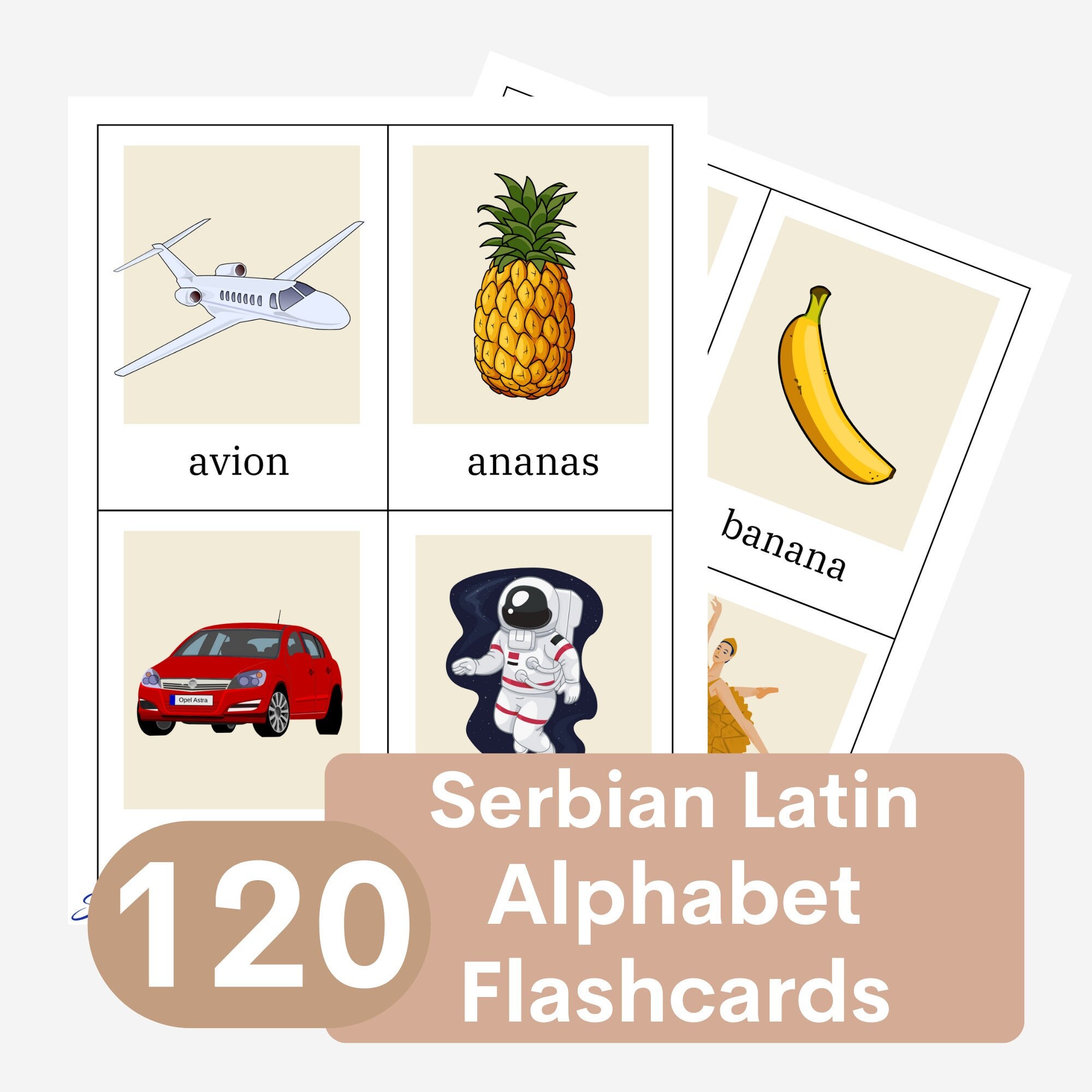 120 Flashcards in Serbian Latin Alphabet Printable for Kids - Etsy ...