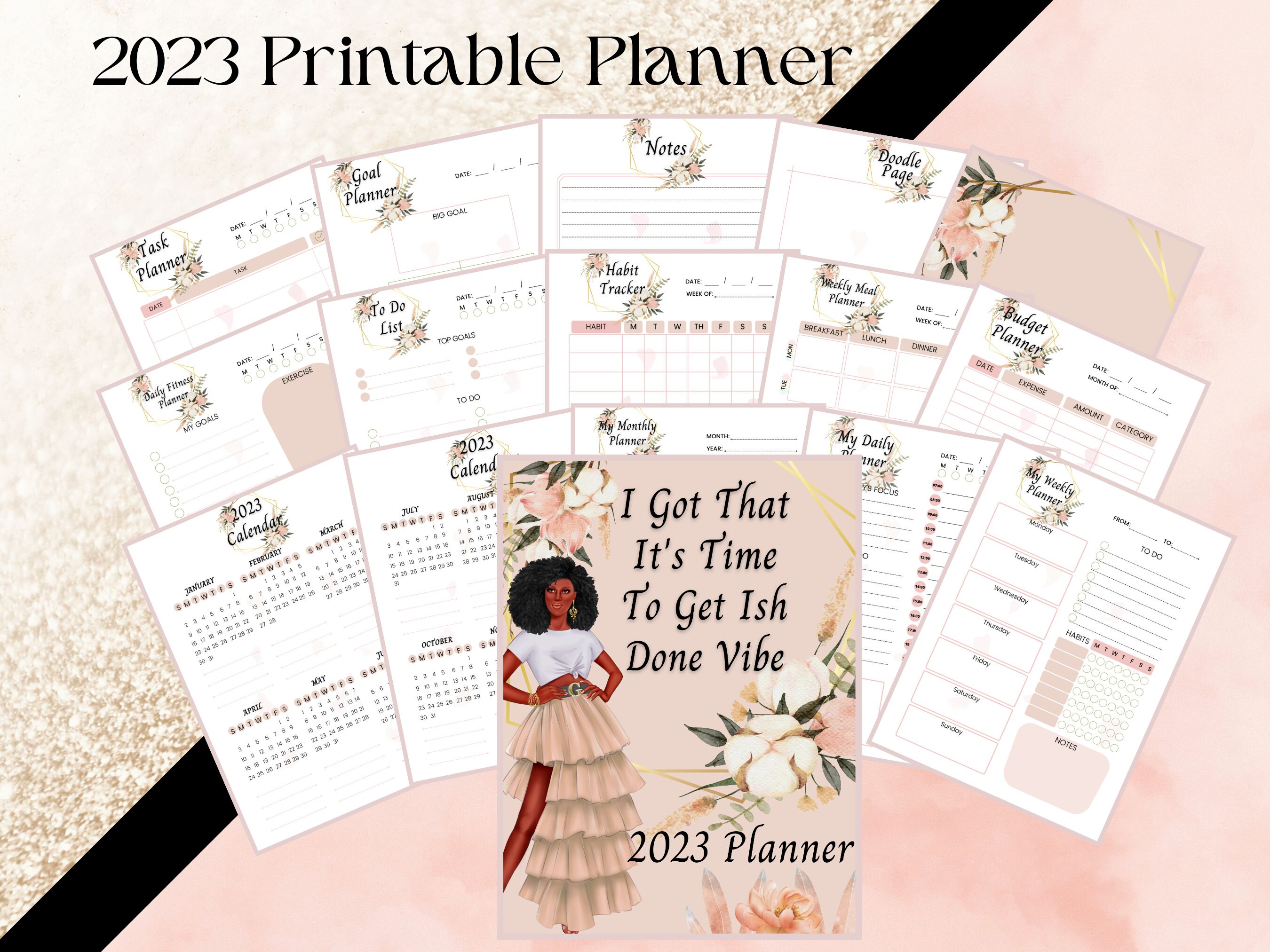 Black Girl Get Ish Done 2023 Planner Printable Planner Digital Planner ...