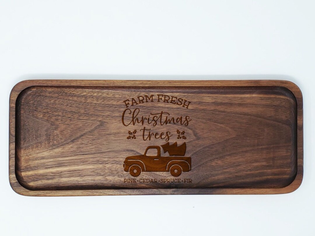 Farm Fresh Trees With Rustic Truck Serving Tray, Fresh Cut Trees Board ...