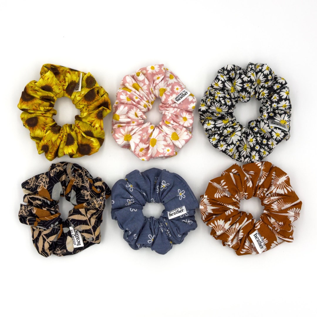 Floral Scrunchie - Two Sizes - Regular - Oversized/extra Large - Hair ...