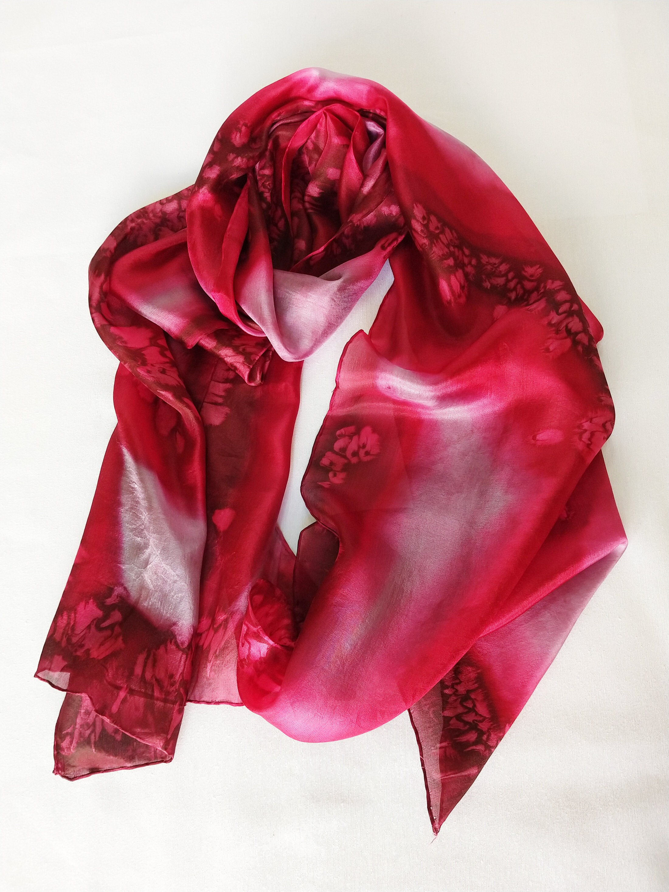 Burgundy Hand Painted Infinity Silk Scarf for Casual Men - Etsy