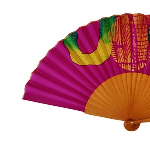 Stunning Pink Lemon Green Hand Painted Silk Fan Impressive Design - Etsy