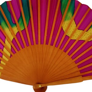 Stunning Pink Lemon Green Hand Painted Silk Fan Impressive Design - Etsy