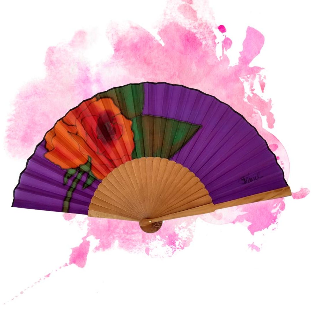 Exclusive Hand-painted Purple Silk Fan | Luxury Spanish Folding Fan ...