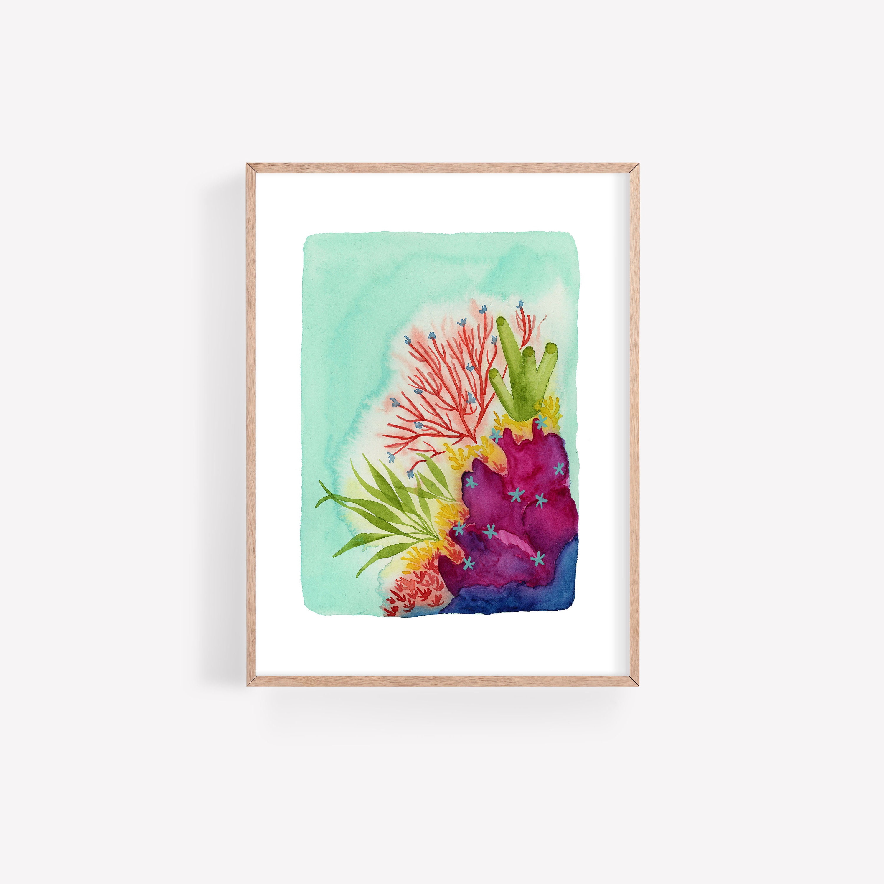 Coral Reef Watercolor Art Print, Coastal Wall Art, Beach House Decor ...
