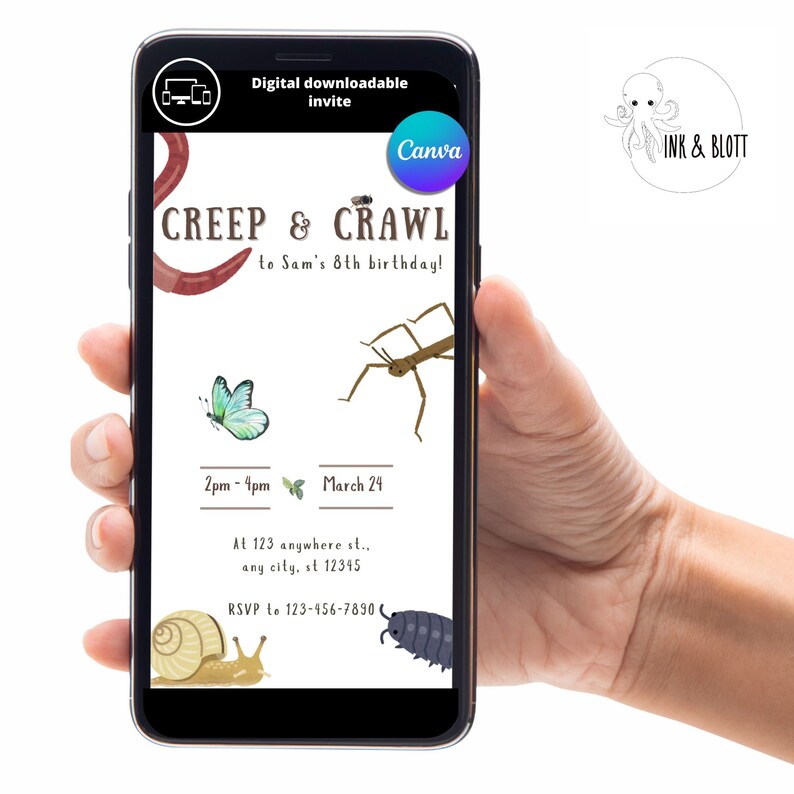 Creepy Crawly Birthday Invitation | Editable Digital Download ...