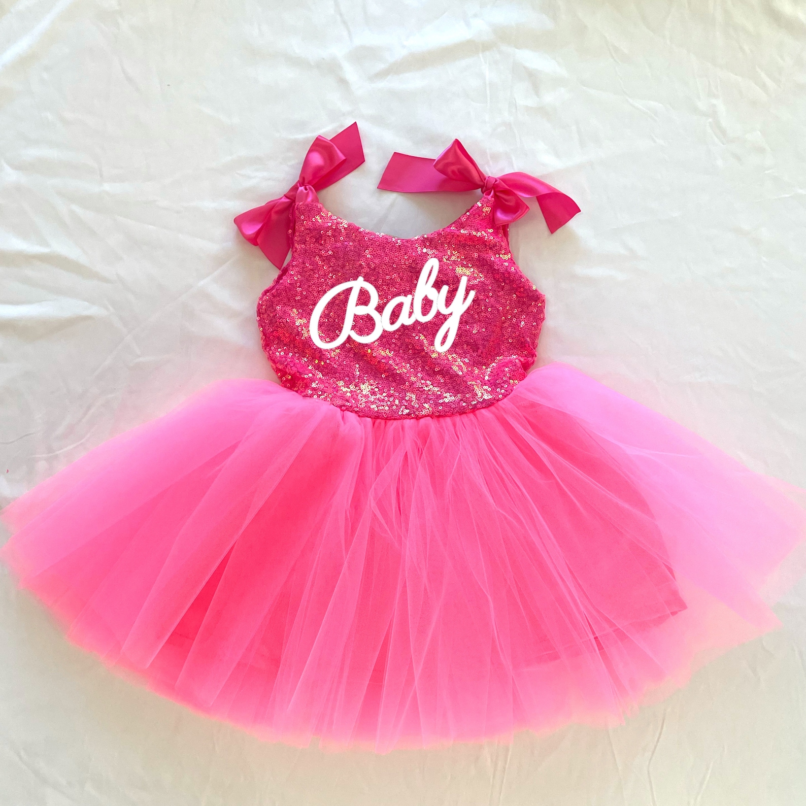 Neon Pink B Doll Dress / **customizable / Hot Pink Dress / Doll Girl ...