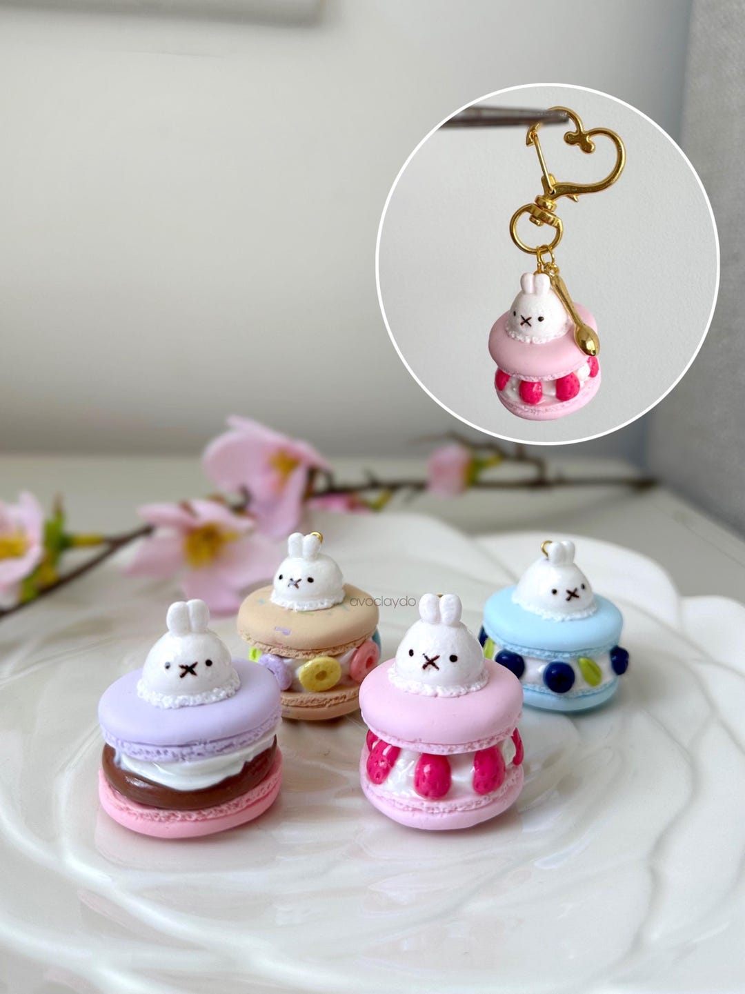 Miffy Macaron Polymer Clay Dessert Charms - Etsy