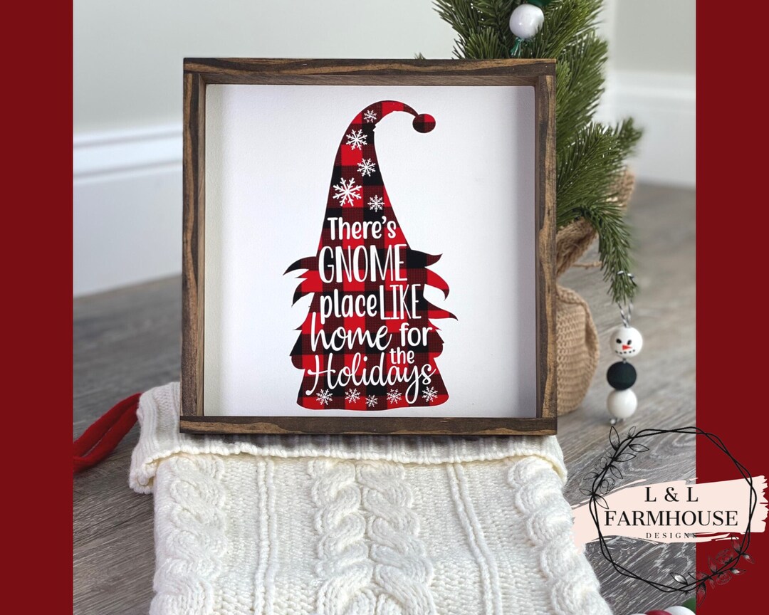 There's Gnome Place Like Home Like Home for the Holidays Wood Sign ...