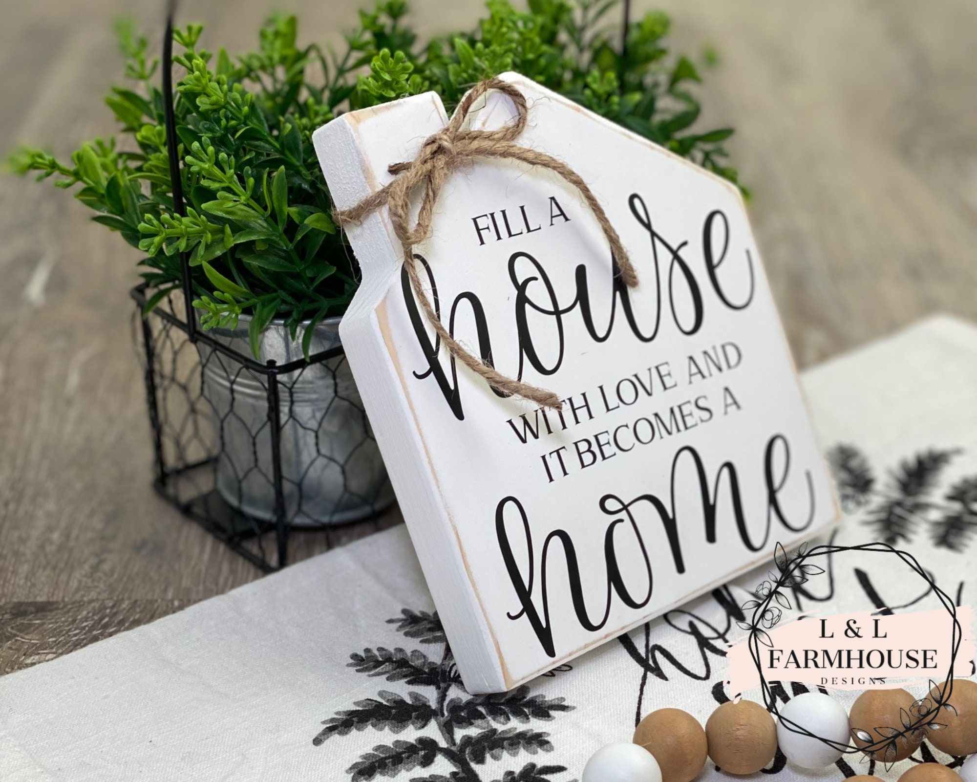 Wood House Sign: "fill a House With Love" Tiered Tray Decor - Etsy