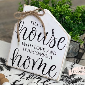 Wood House Sign: "fill a House With Love" Tiered Tray Decor - Etsy