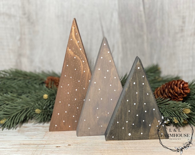 Wooden Trees, Christmas Trees, Set of 3 Trees, Wood Christmas Trees ...