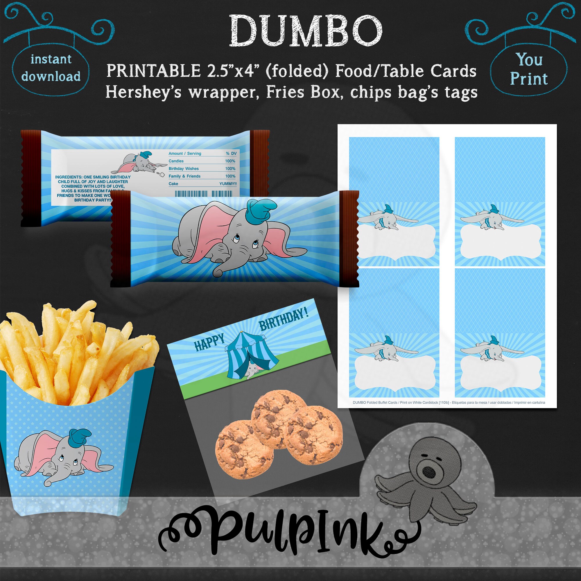 Instant Download Dumbo CIRCUS Printable MEGA Pack / Blue Dumbo - Etsy