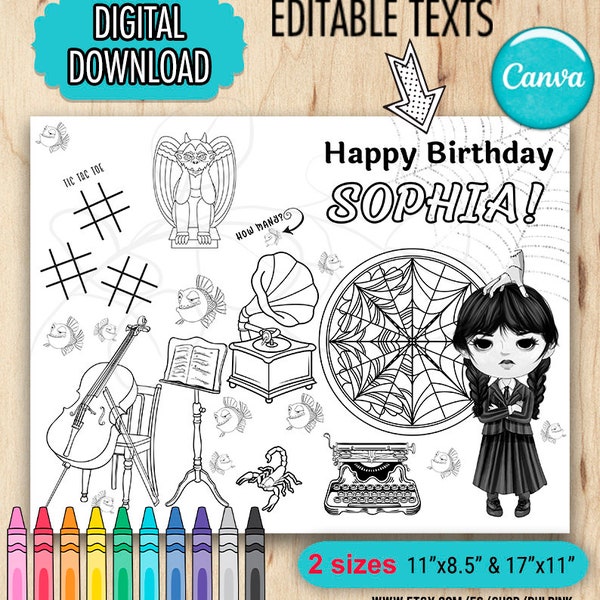 Wednesday Coloring Pages - Etsy