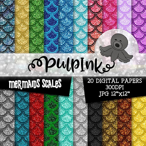MERMAID SCALES Backgrounds Digital Papers Instant Download | Etsy