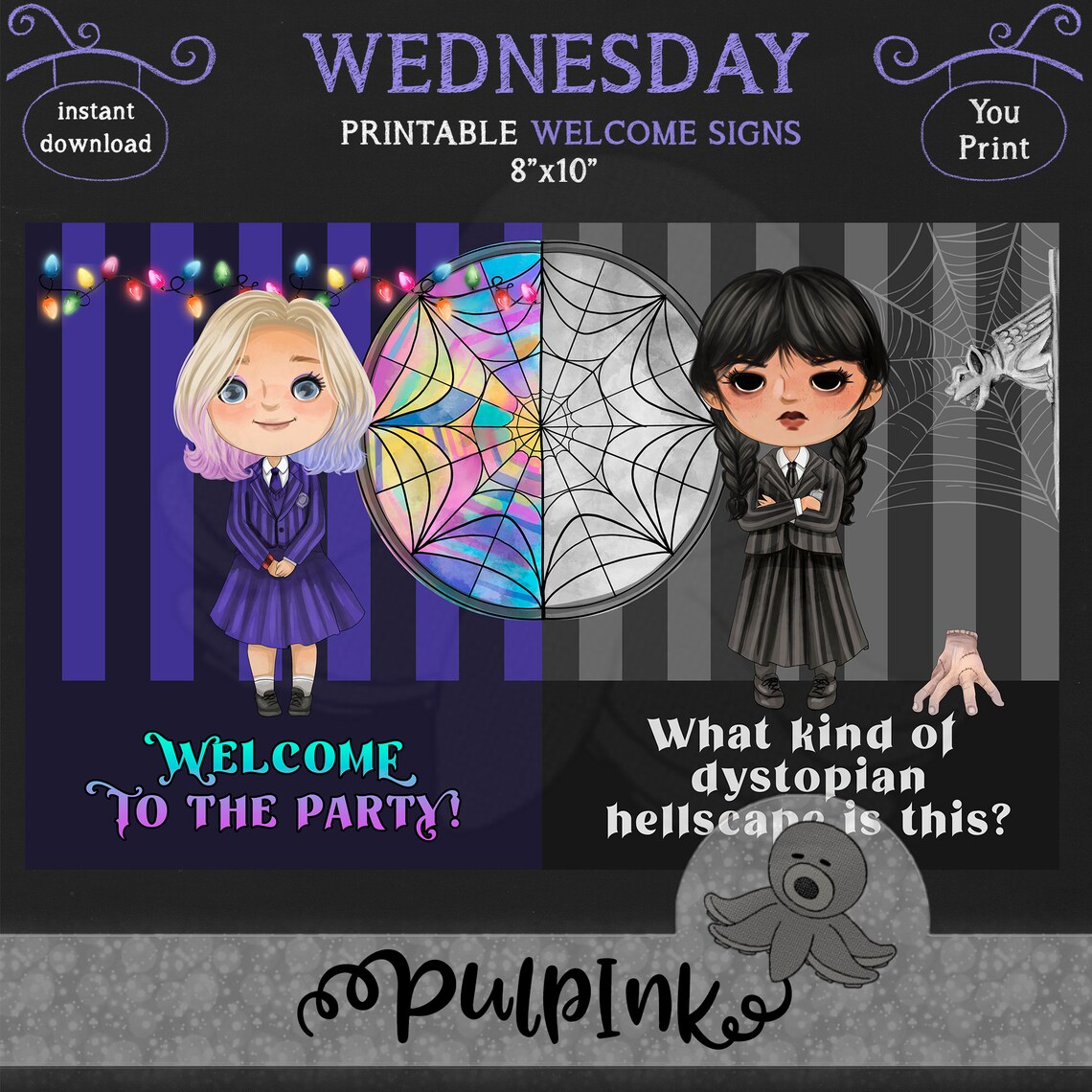 WEDNESDAY y Enid carteles Welcome imprimibles Miércoles - Etsy México