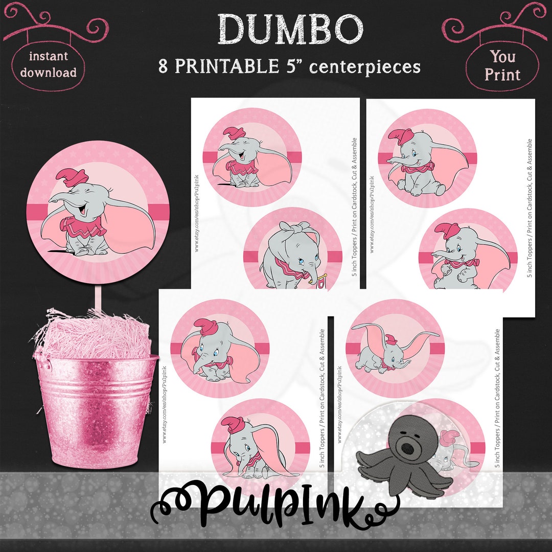 Dumbo Printable 5 Inch Centerpieces Dumbo Party Decorations Pink Dumbo ...