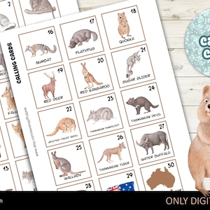 AUSTRALIAN ANIMALS Printable BINGO Game Instant Download Printable ...