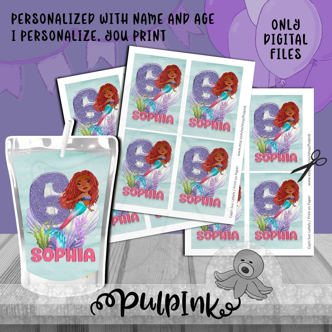 LITTLE MERMAID Printable and Personalized Capri Sun Label, Mermaids ...