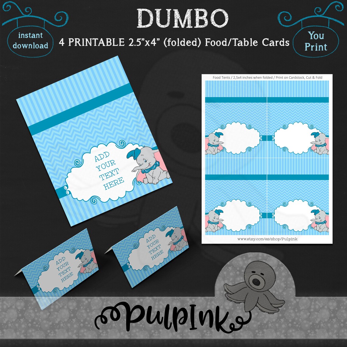 Instant Download Dumbo Printable Package Blue Dumbo Party - Etsy