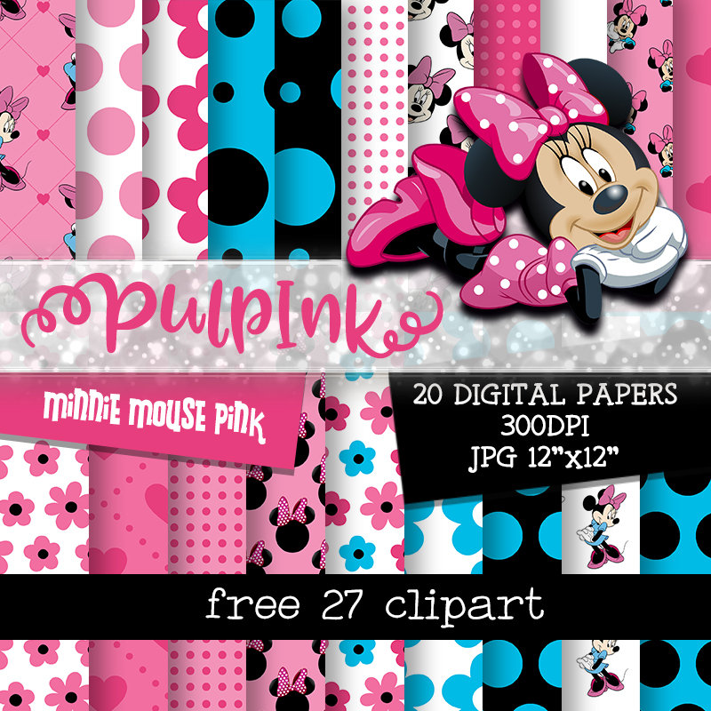Mouse Girl in Pink Digital Papers Minnie Party Birthday - Etsy