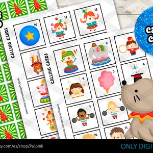 CIRCUS Printable BINGO Game Instant Download Printable Bingo Game Cute ...