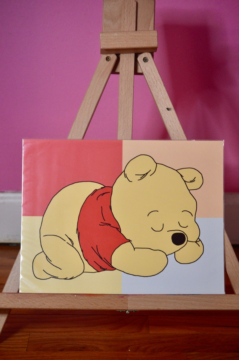 Winnie the Pooh Sleeping - Art Print- Wall Art - Etsy