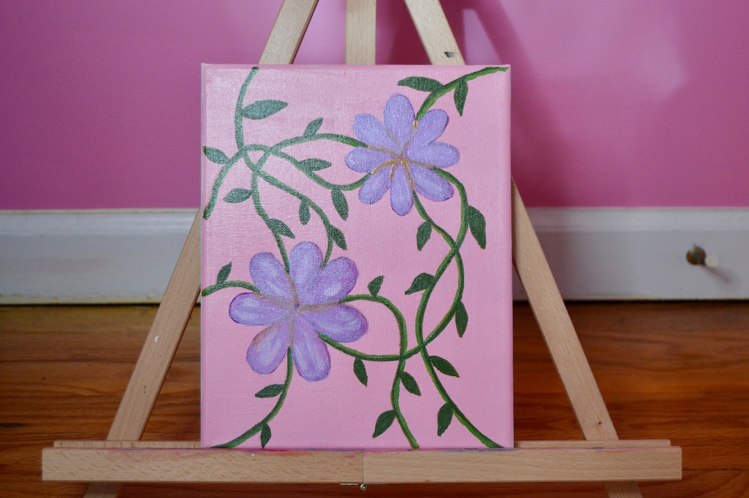Purple Flowers on Vines - Canvas Painting - Acrylic Painting - 8x10 ...