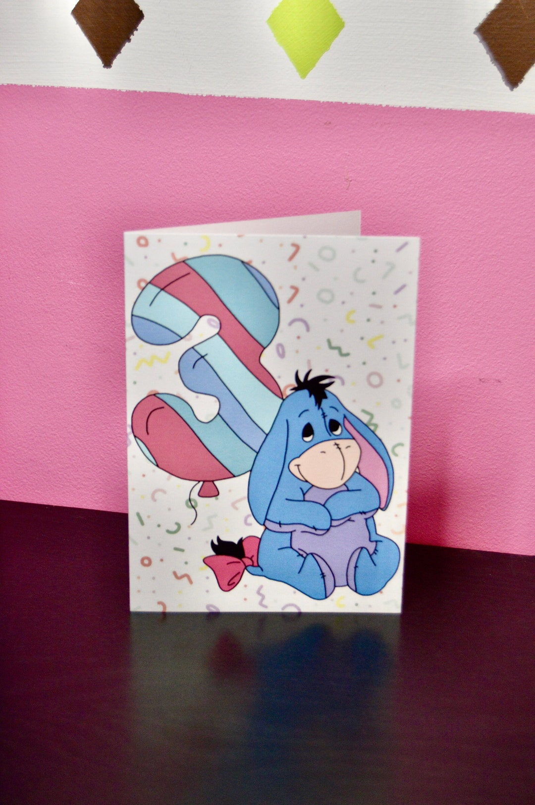Eeyore With a Balloon- Birthday Greeting Card - Birthday Gift - Etsy