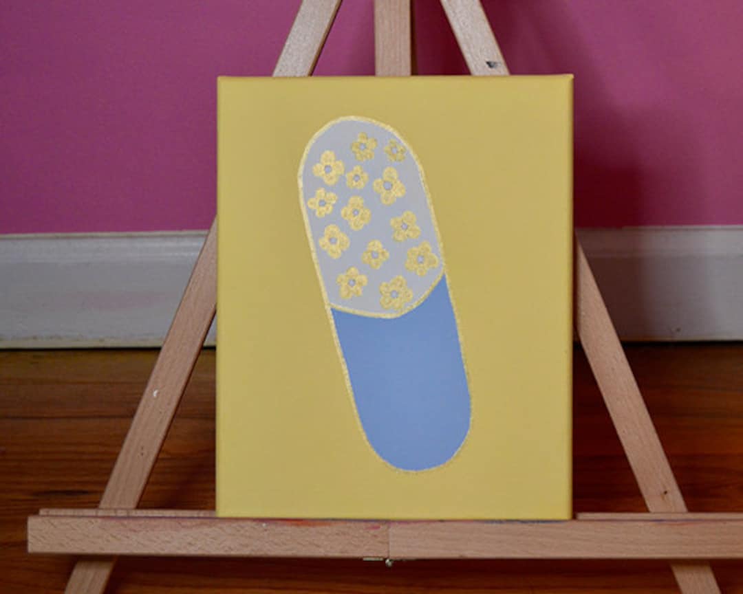 Mental Health Floral Pill Painting - Canvas Painting - Acrylic Painting ...